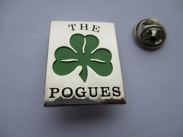 THE POGUES traditional logo/shamrock (silver) EMBOSSED FOLK PUNK METAL ...