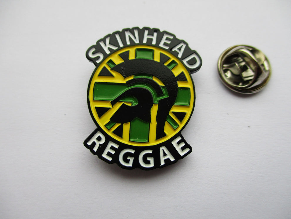 SKINHEAD REGGAE SKA METAL BADGE (black, embossed) – Savage Amusement